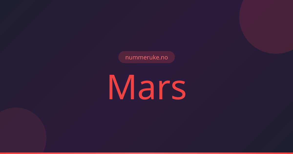 Mars 2026 - Kalender med ukenummer | nummeruke.no